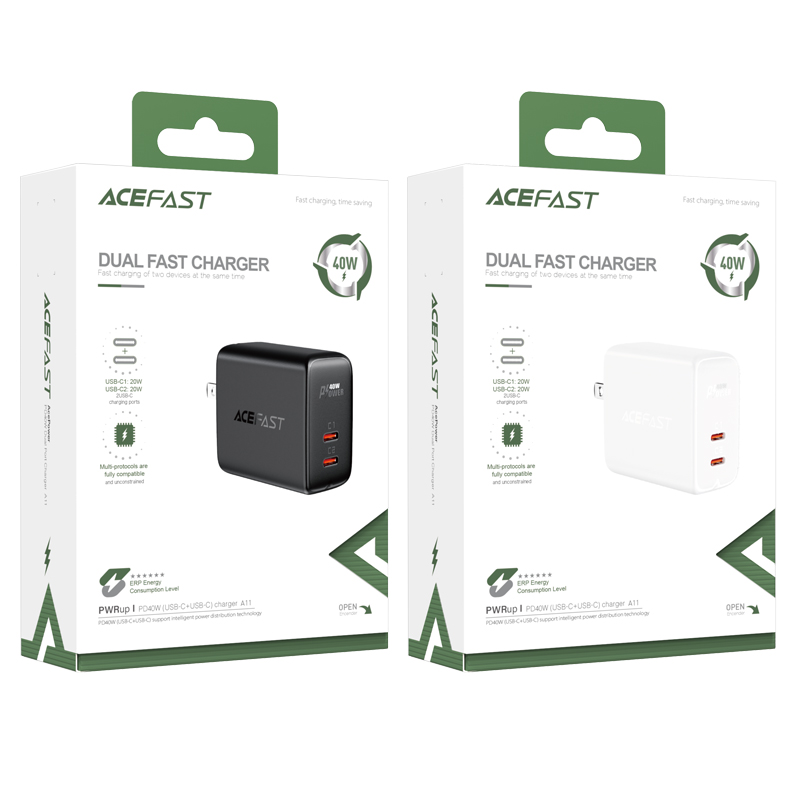 ACEFAST A11 PD40W (USB-C+USB-C) dual port charger US | Jaymart