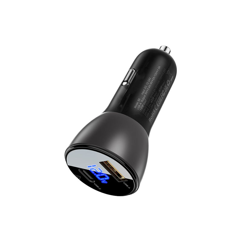 ACEFAST Metal car charger 63W (USB-A+USB-C) with digital display B6 ...