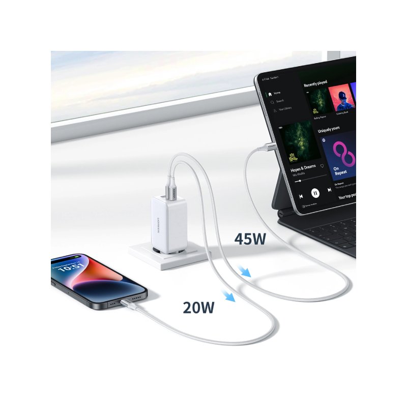 UGREEN CD244 Wall Charger 65W USB Port1 + PD2 GaN Tech Fast Charger | Jaymart